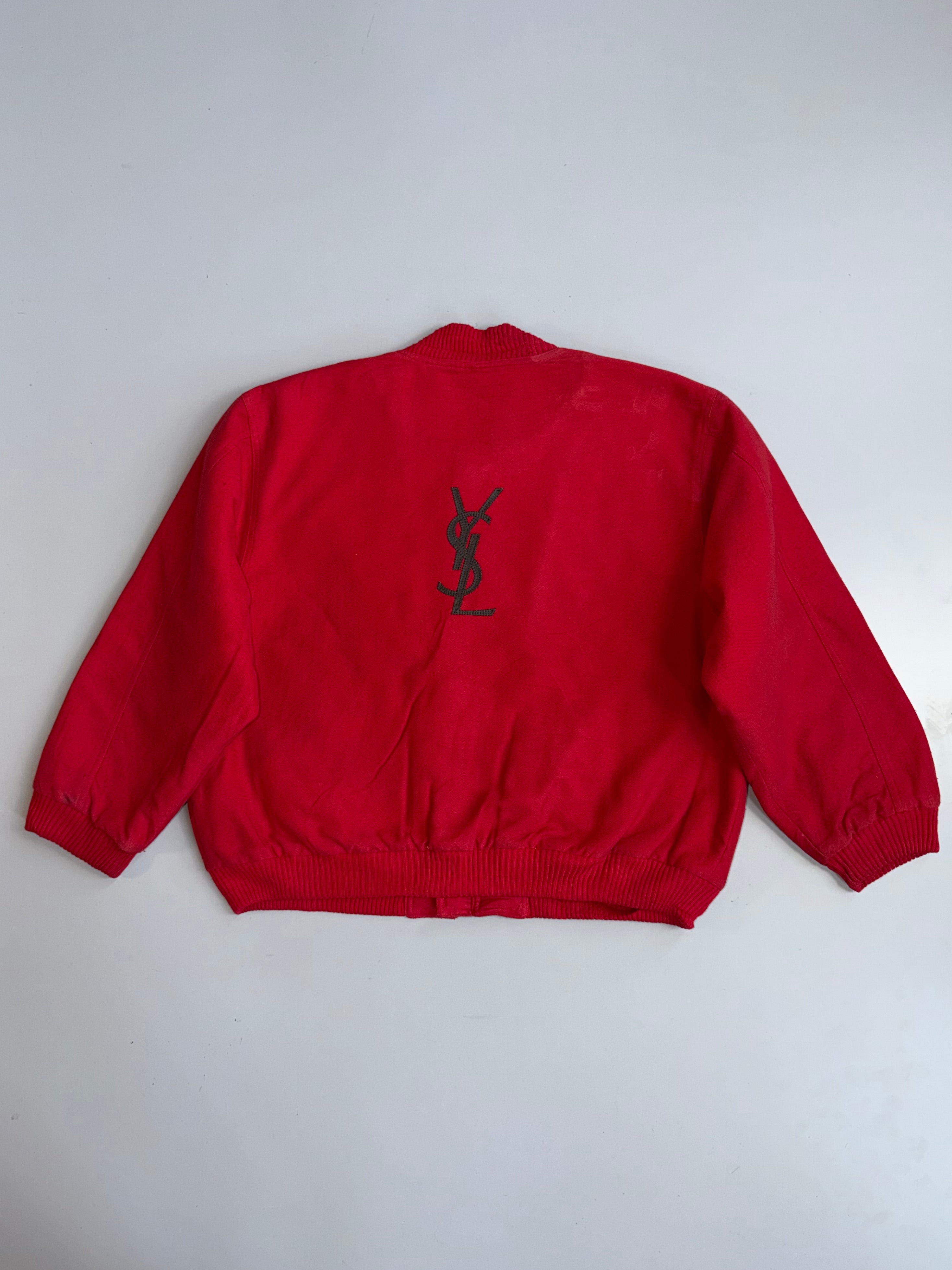 ZARE Yves Saint Laurent (YSL) Red Quilted Bomber Jacket 🏎️ (L/XL ...